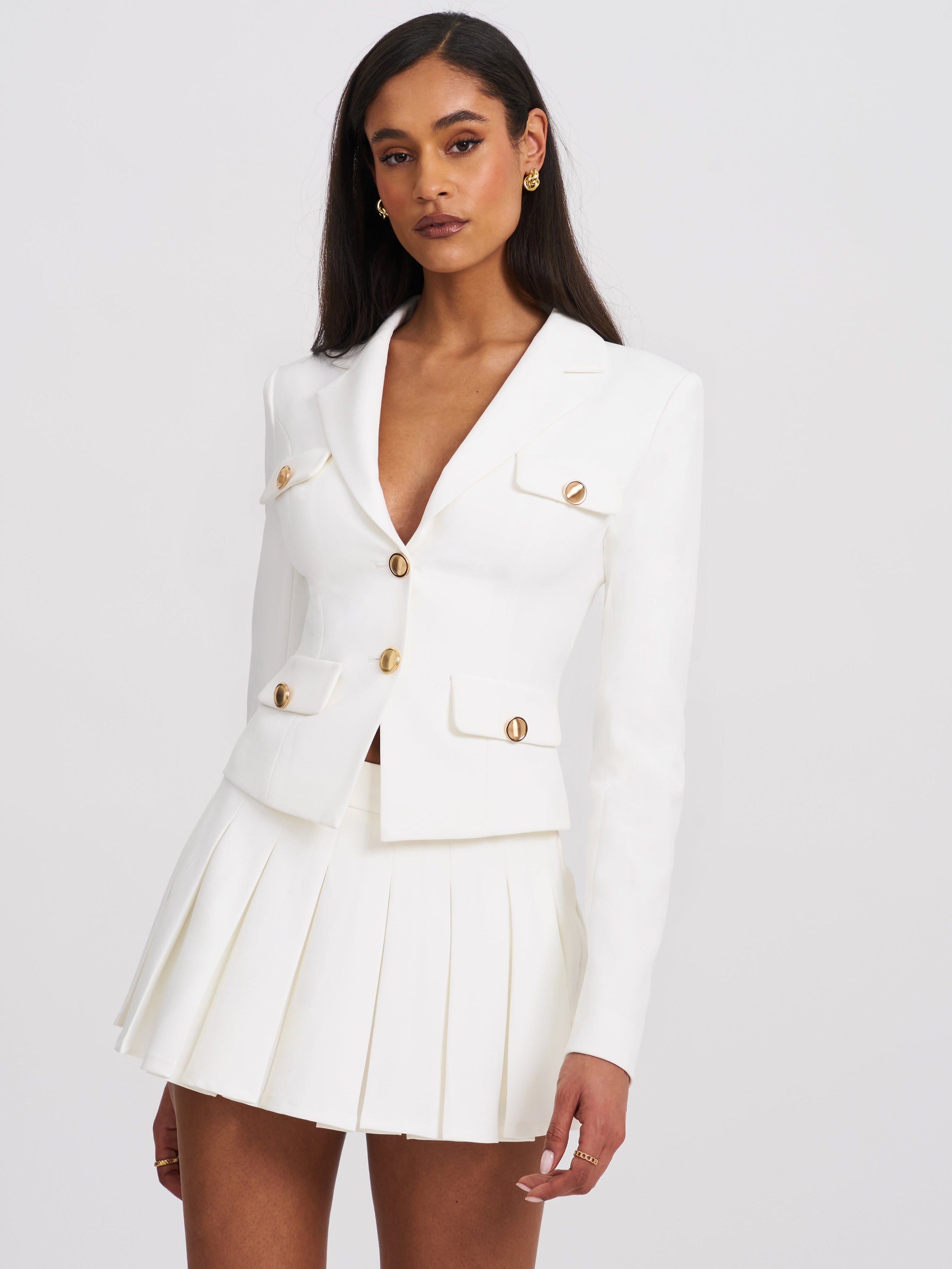 Oakley White Preppy Style Blazer Jacket