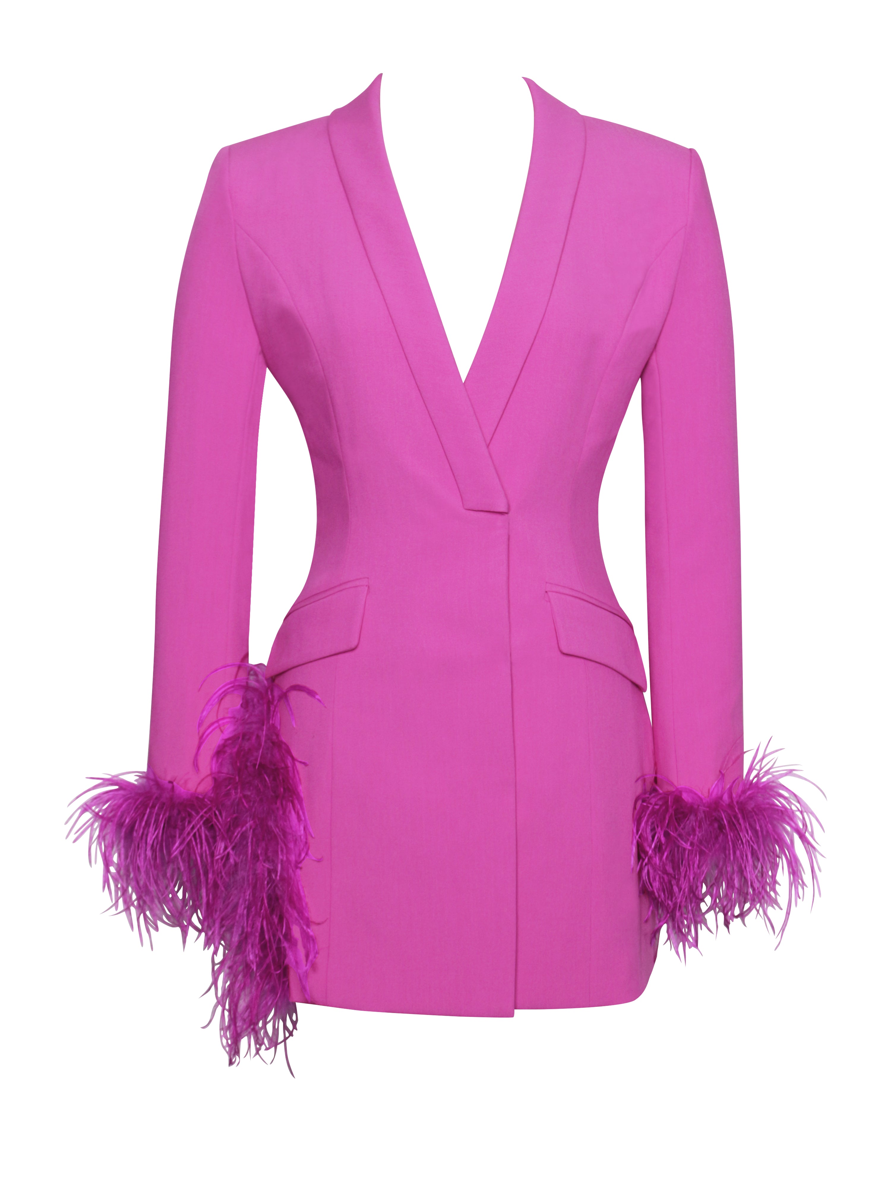 Madeline Fuchsia Feather Trim Blazer Dress – Miss Circle