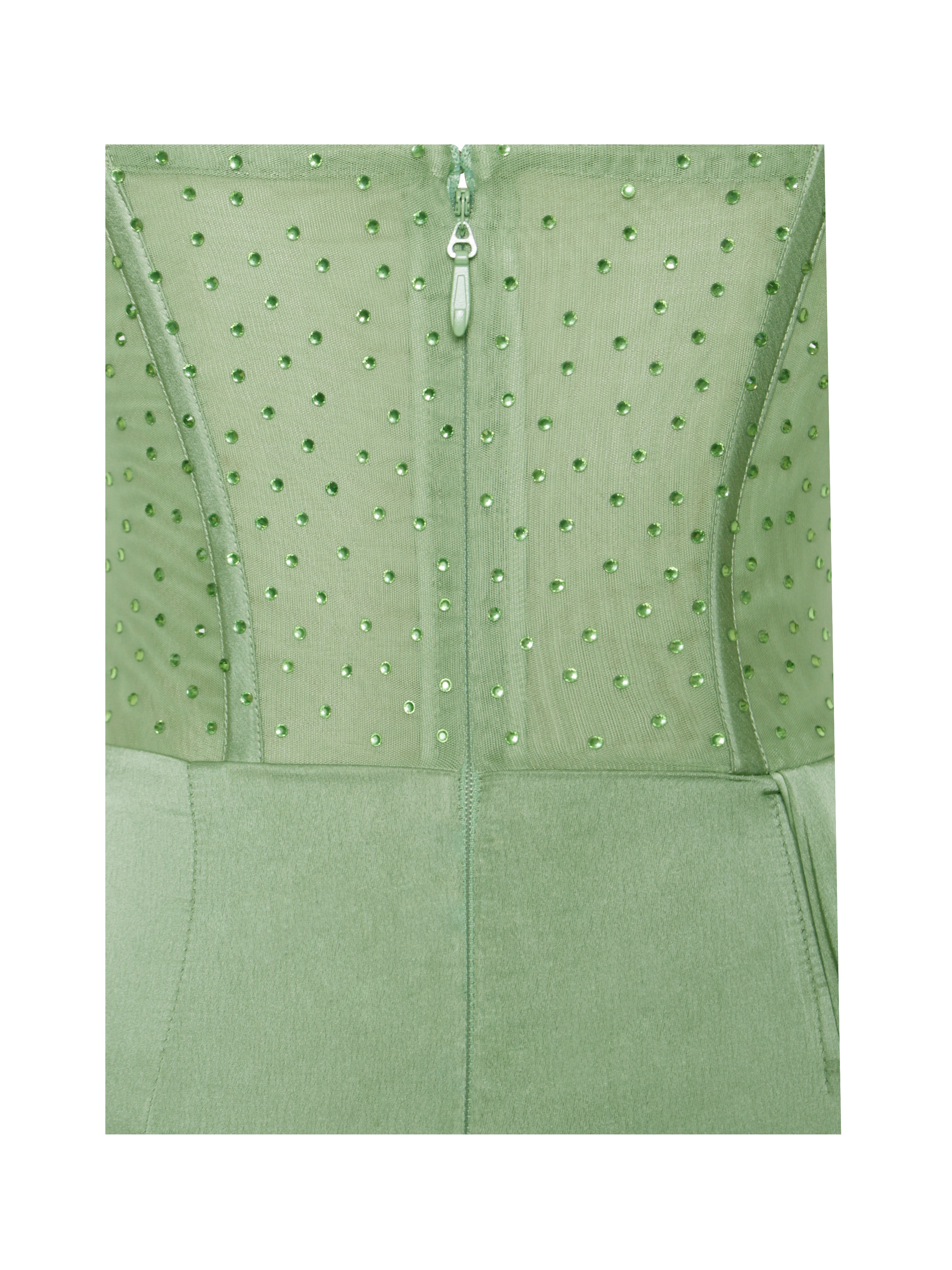 Holly Basil Crystallized Corset High Slit Satin Gown – Miss Circle